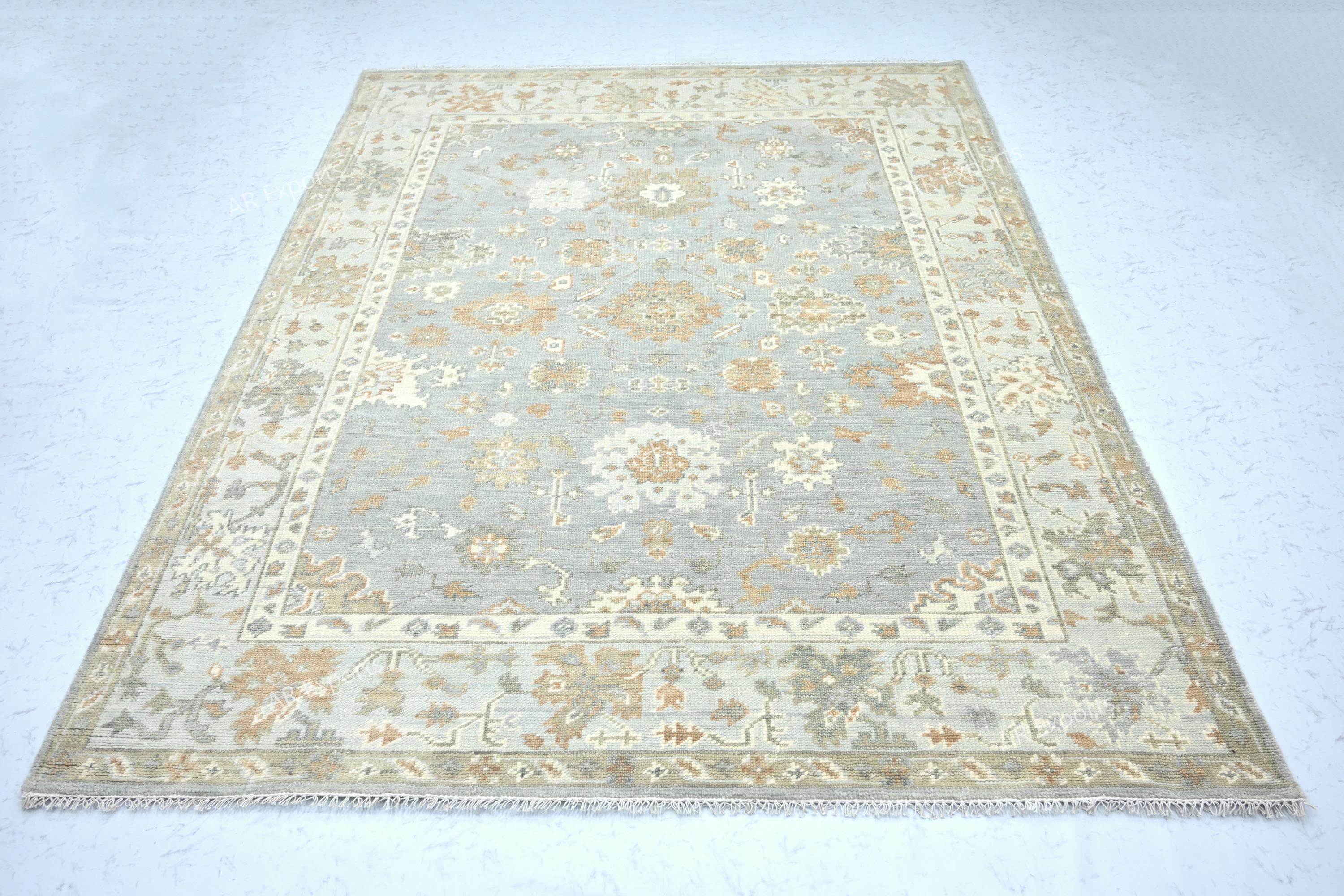 Traditional Hand Knotted Wool Oushak Rug, 2x3 Ft, Silver Aqua Wool - Etsy