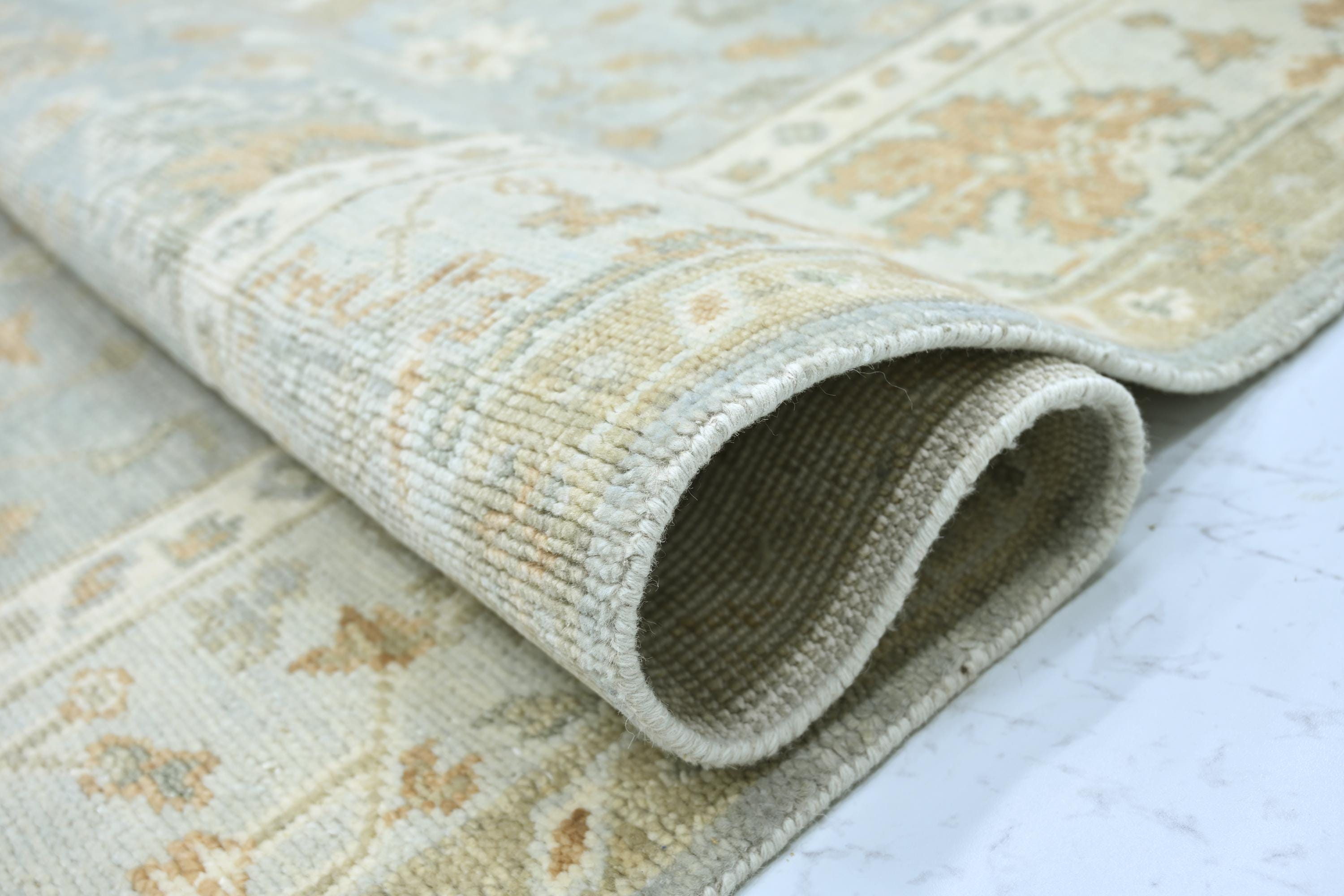 Traditional Hand Knotted Wool Oushak Rug, 2x3 Ft, Silver Aqua Wool - Etsy