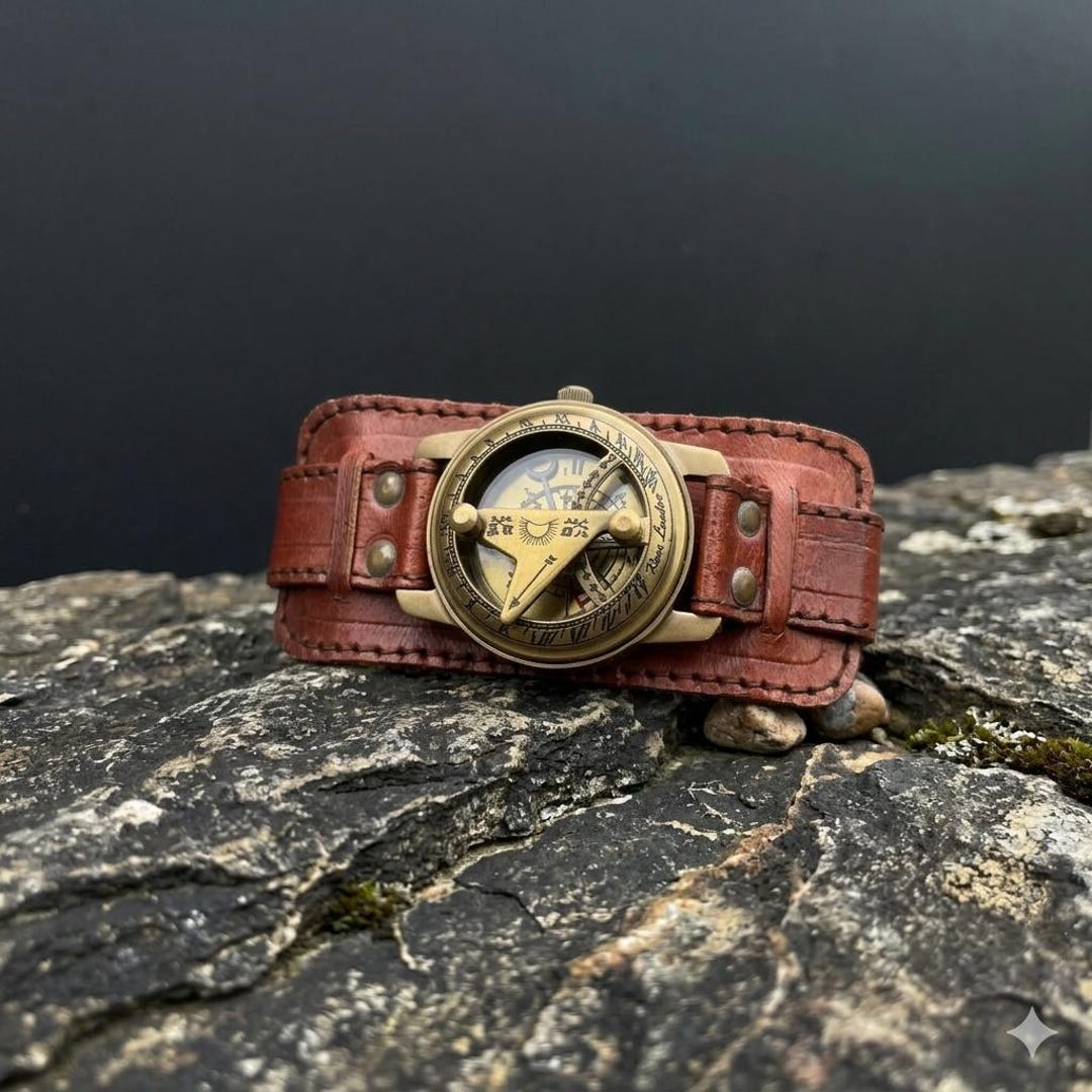 Vintage Brass Sundial Compass With Leather Case: Nautical Decor Gift - Etsy