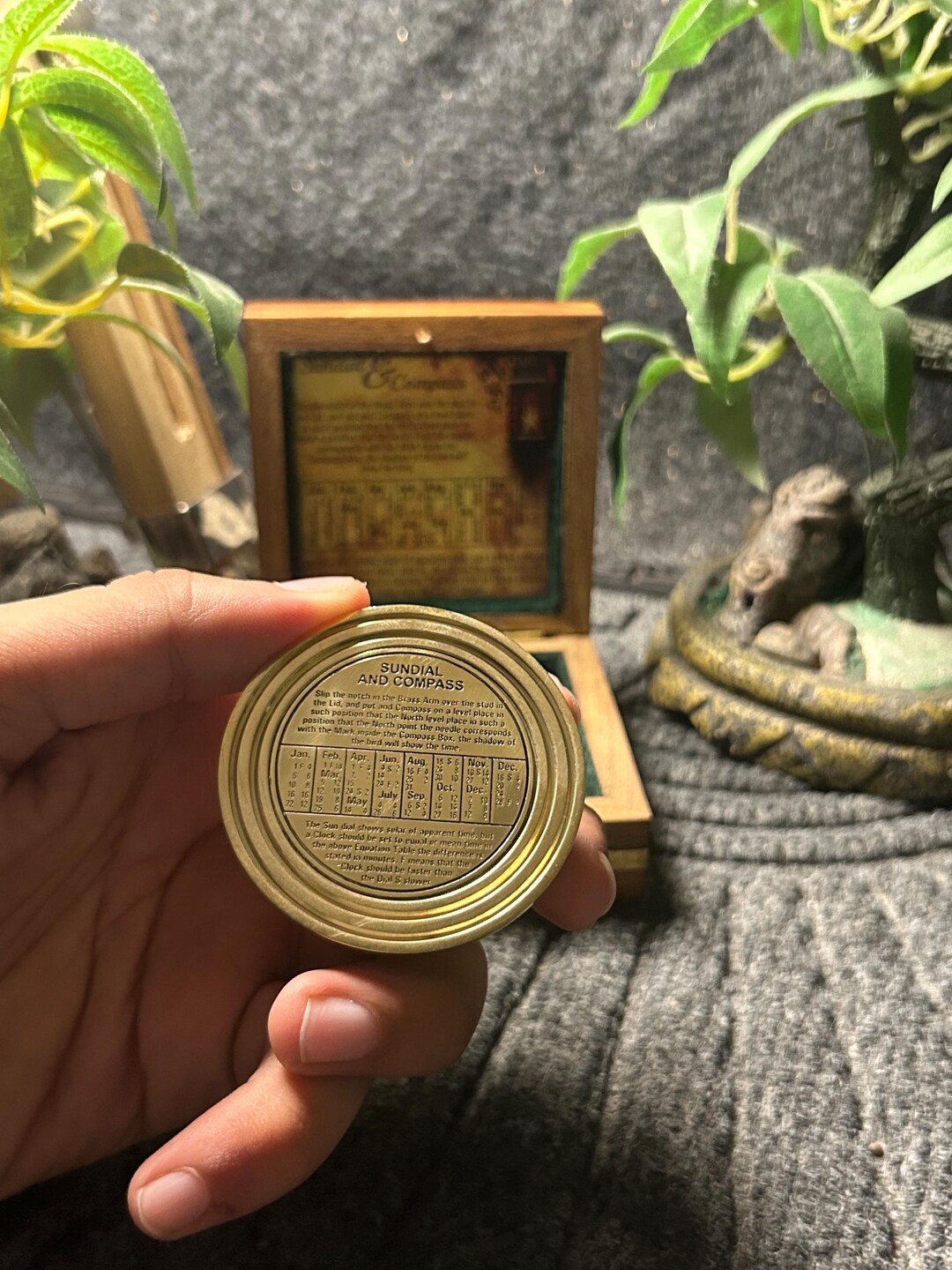 The Mary Rose Brass Compass With Wooden Box | Vintage Nautical Sundial ...