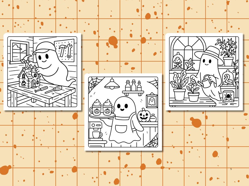 Spooky Cuties Coloring Pages: Kawaii Halloween Fun (digital Download ...