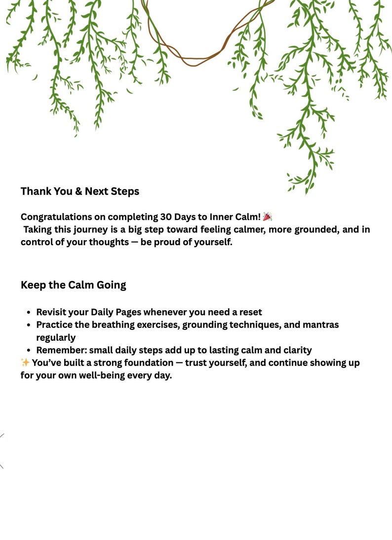 30 Days to Inner Calm – Printable Anxiety Workbook for Overthinkers ...