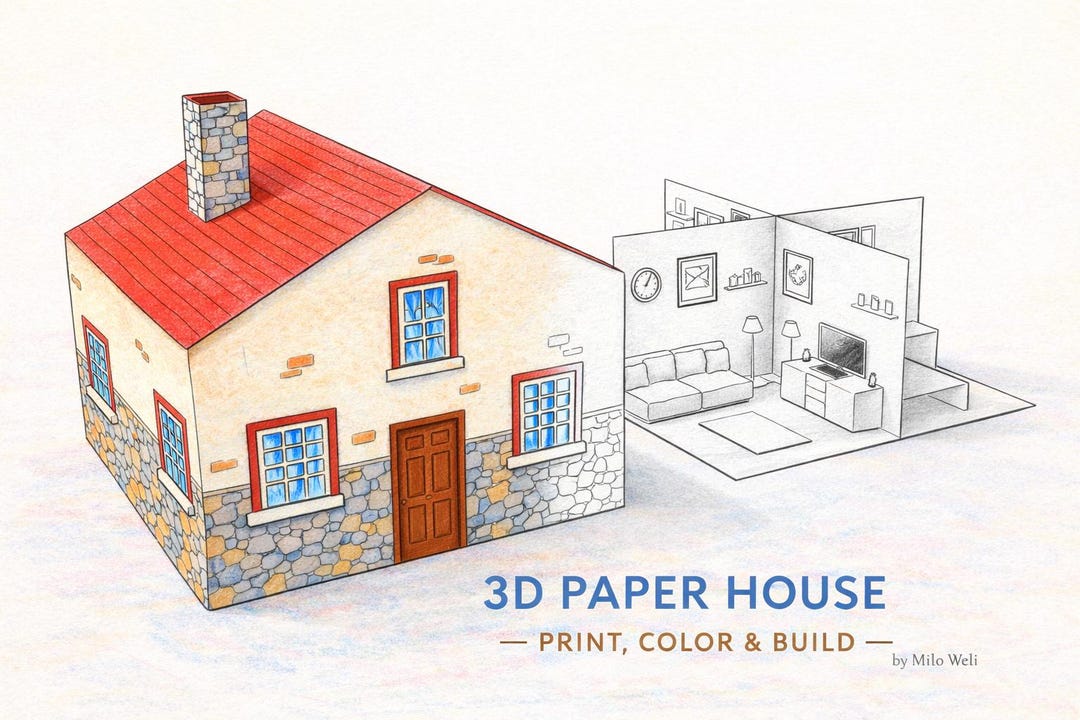 Printable Paper House Craft | Kids Color & Build Activity (digital ...
