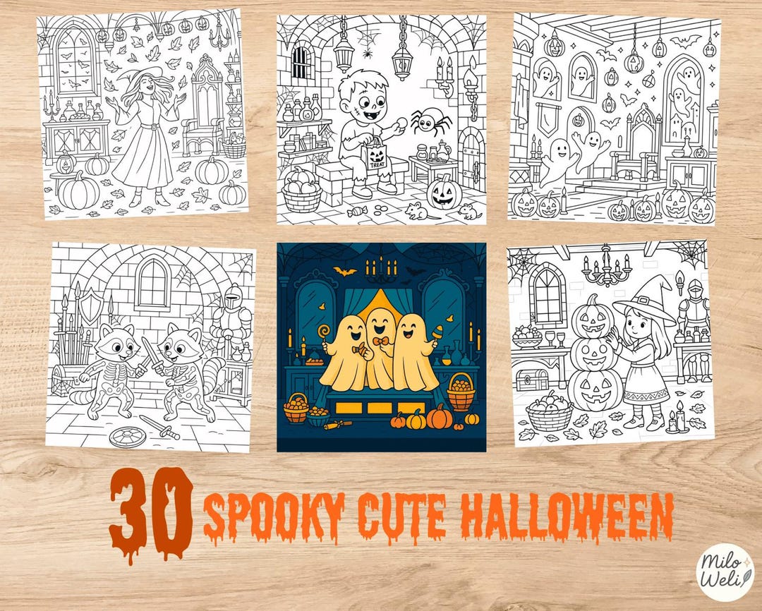 Spooky Cute Halloween Coloring Pages – 30 Printable Coloring Book for ...