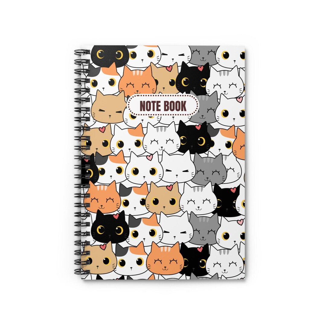 Cute Cat Notebook Spiral | Kawaii Journal | Cat Lover Gift | School ...