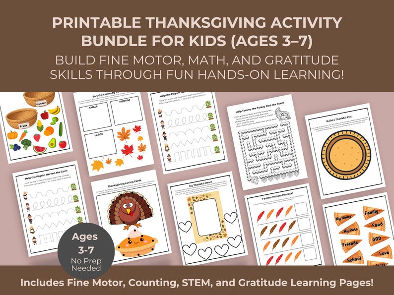 Thanksgiving Busy Book Printable | Preschool Kindergarten Activities ...