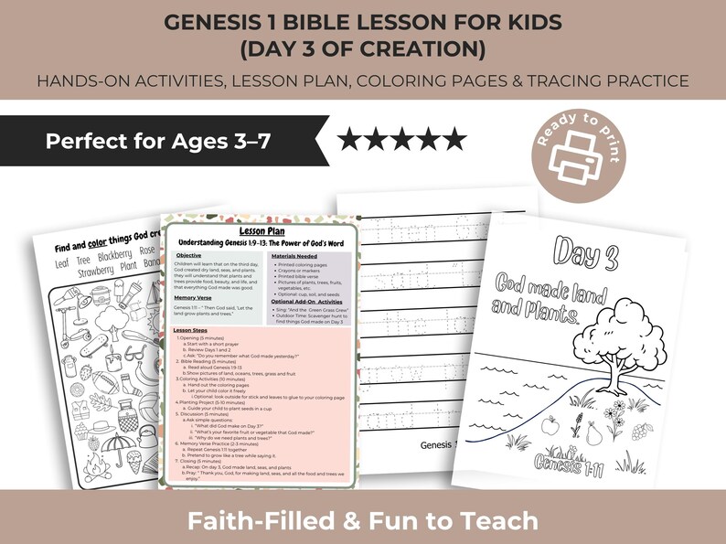 Preschool Bible Lesson | Day 3 of Creation | God Made Plants Activity ...