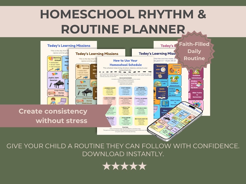Homeschool Daily Schedule Printable for Kids Visual Routine Chart ...
