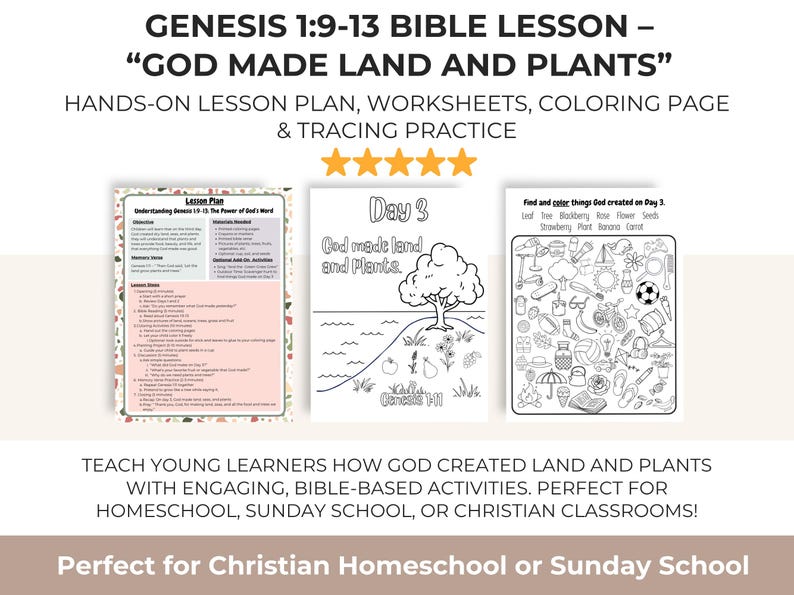 Preschool Bible Lesson | Day 3 of Creation | God Made Plants Activity ...