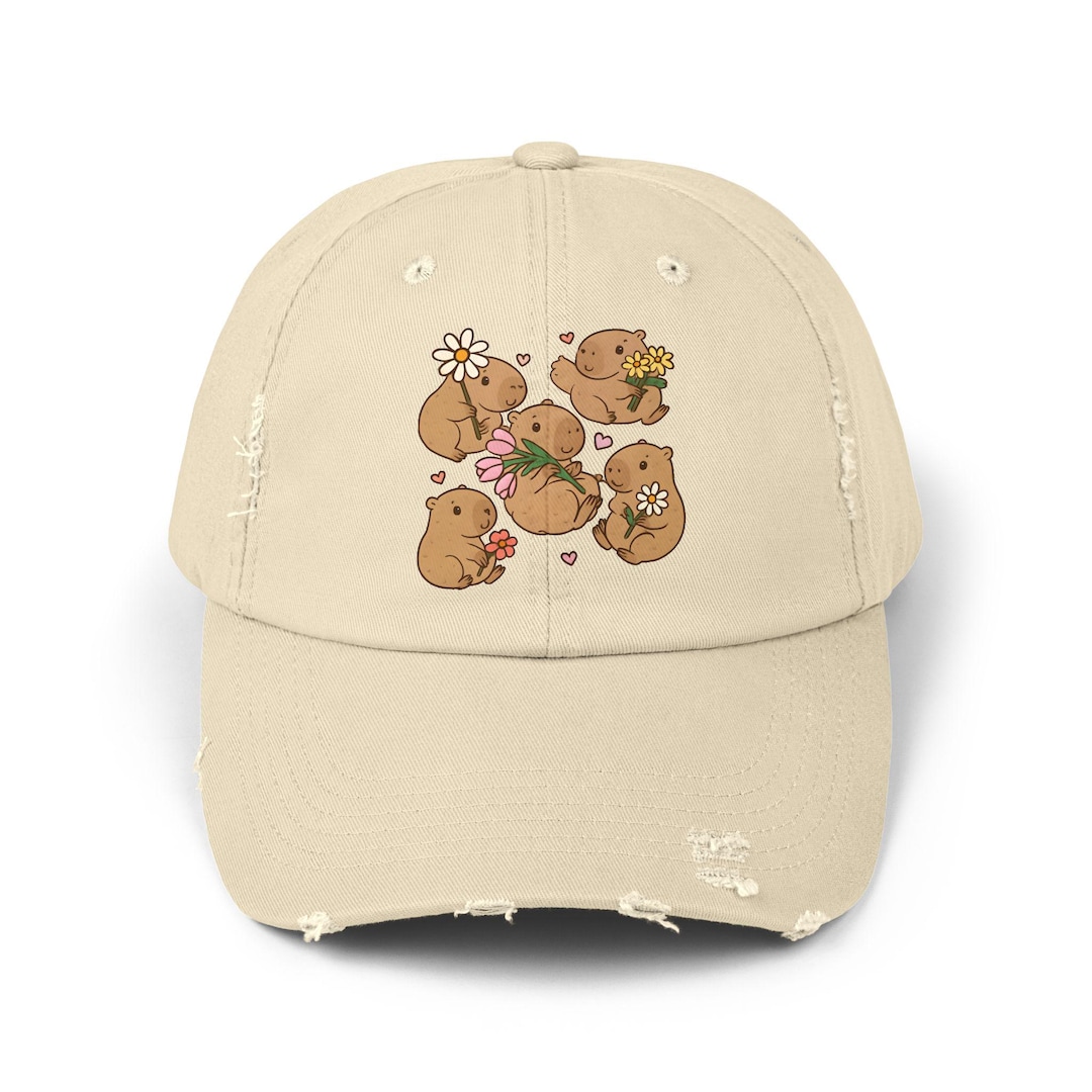 Cute Capybara Cap, Rustic Distressed Hat, Gifts for Animal Lovers ...