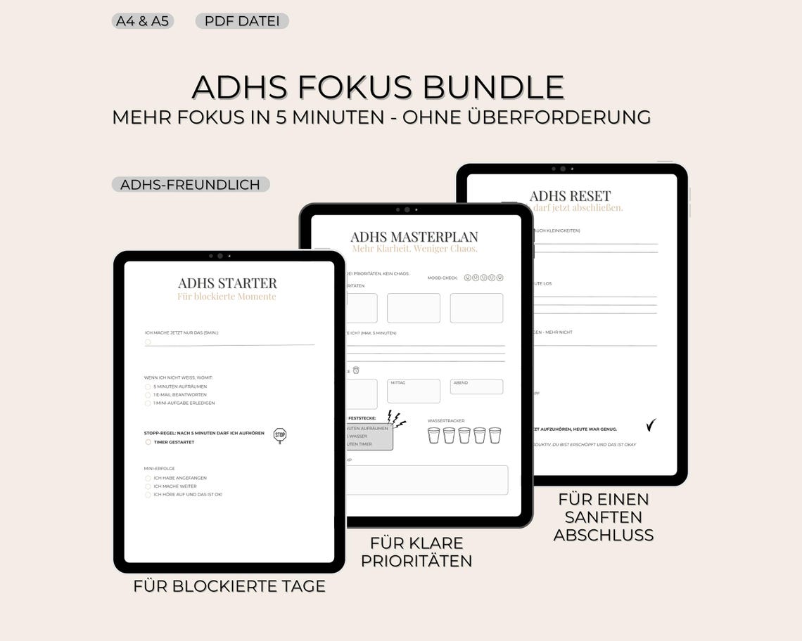ADHD Masterplan Printable | ADHD Daily Planner + Starter + Reset ...