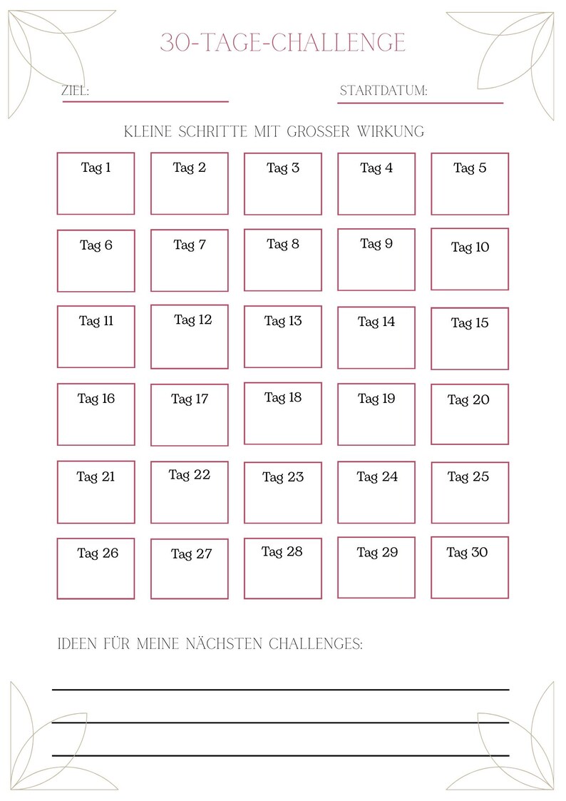 30-day Challenge Tracker | Printable Habit Tracker PDF | Plan & Check ...