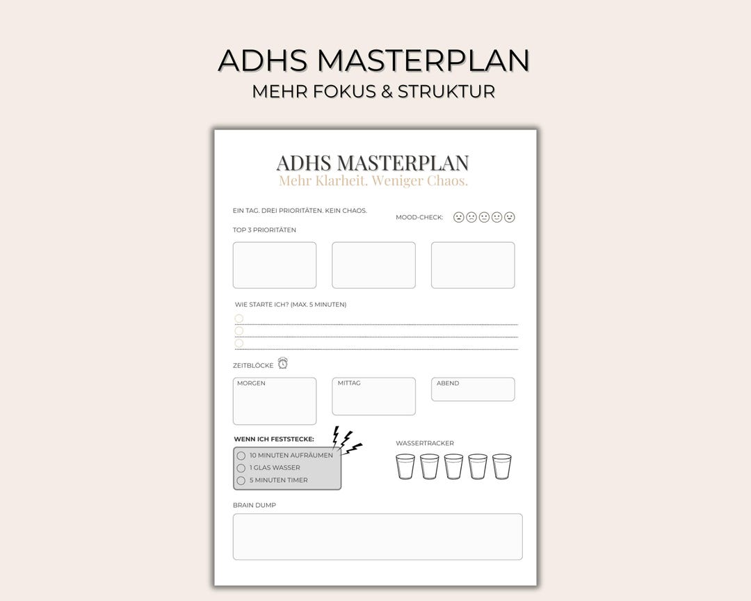 ADHD Daily Planner Printable | Focus & Structure for Adults With ADHD ...