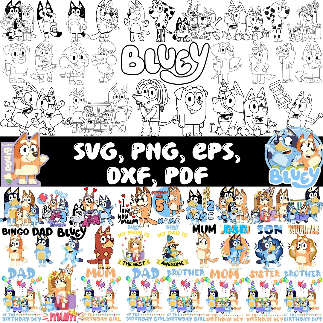 Blue Dog Svg Bundle, Blue Dog Family, Blue Dog Birthday Png, Blue Dog ...