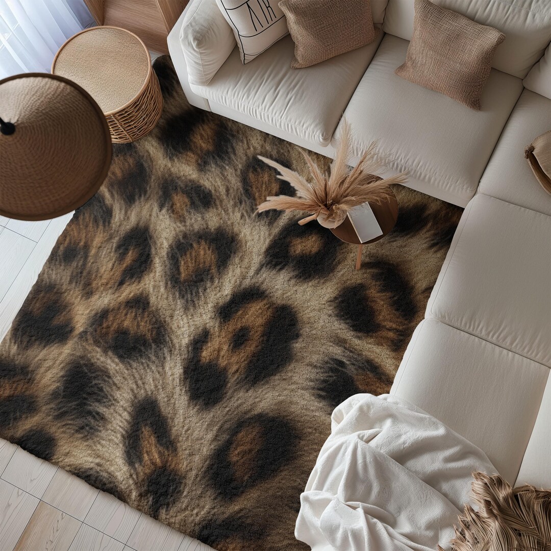 Leopard Print Rug Faux Fur Animal Pattern Carpet - Etsy