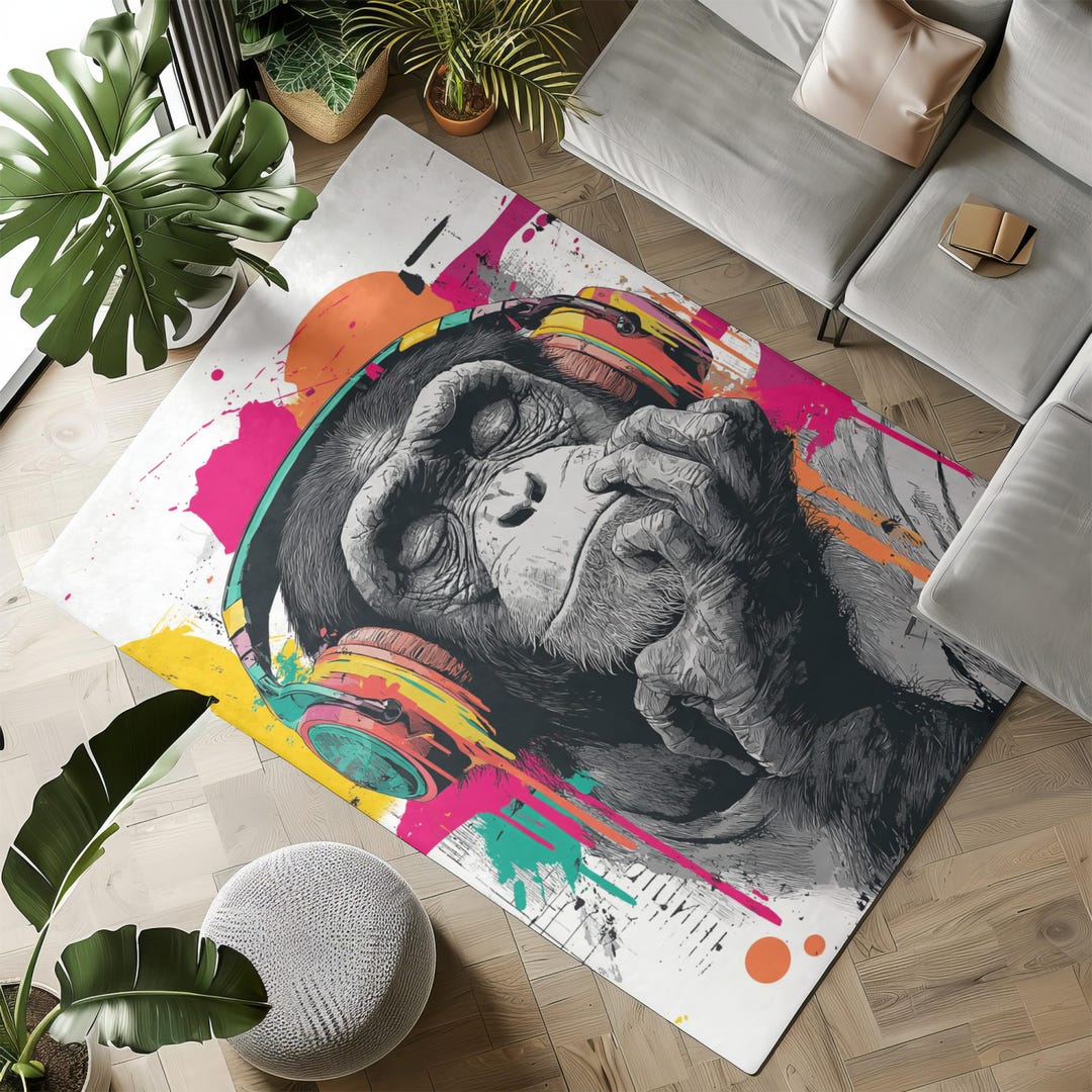 Music Monkey Rug Graffiti Pop Art DJ Style - Etsy
