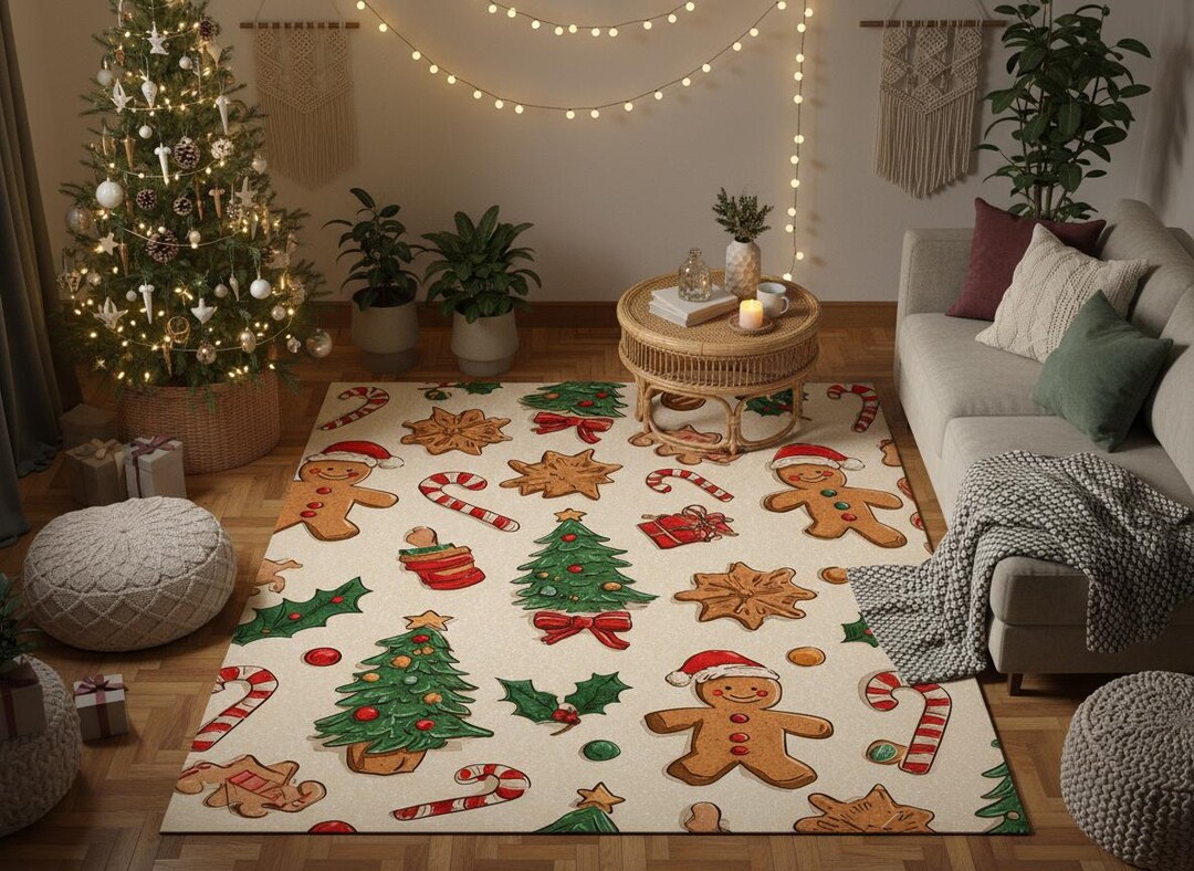 Christmas Cookie Rug Gingerbread, Candy Cane & Holiday Pattern - Etsy