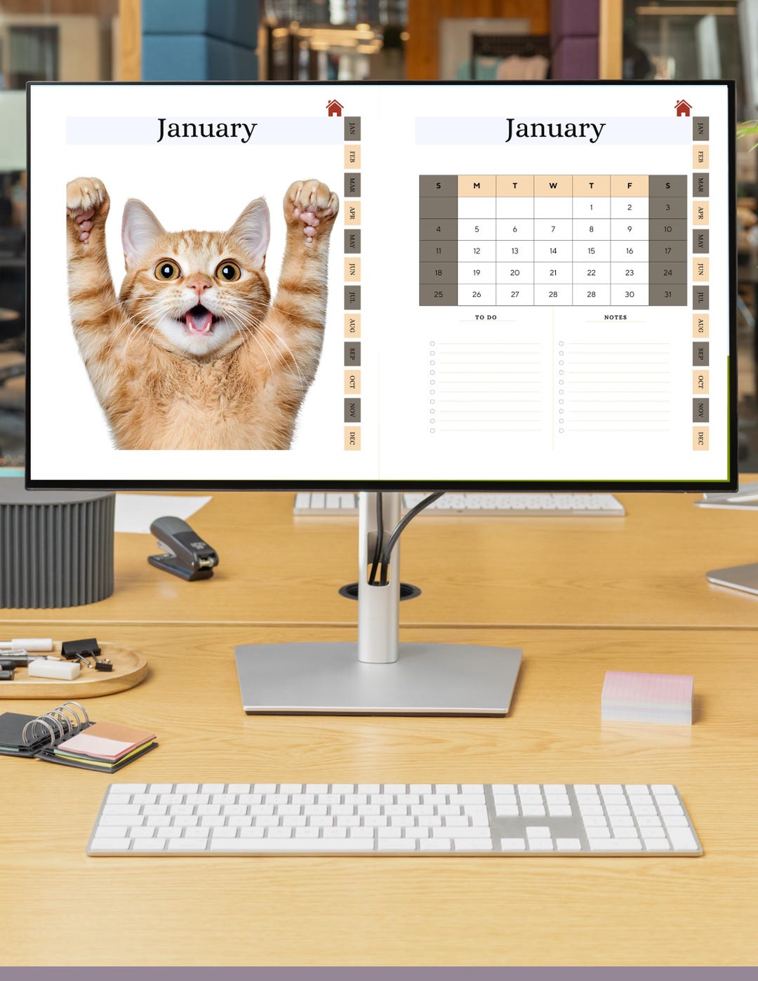 70 Pages 2026 Calendar With Multiple Checklists | Kitten Theme - Etsy