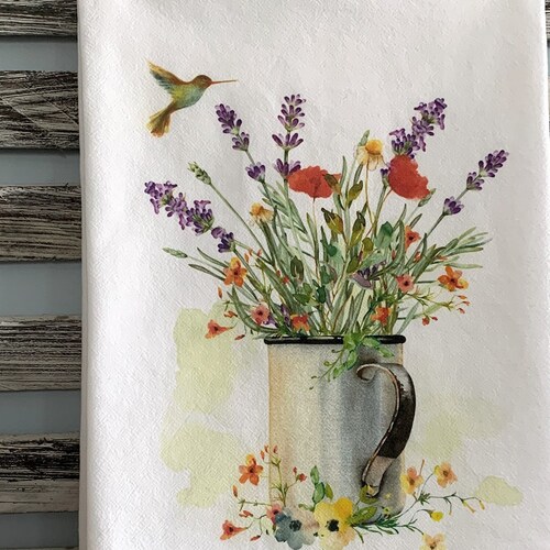 Lavender Kitchen Flour Sack Floral Farmhouse Fresh Flowers - Etsy