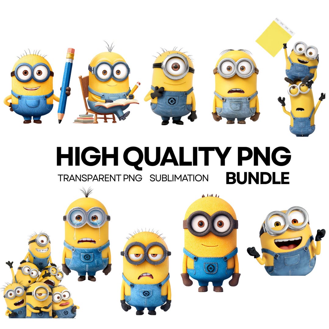 Yellow Cartoon Character PNG Bundle | 11 Pngs for Printing, Sublimation ...