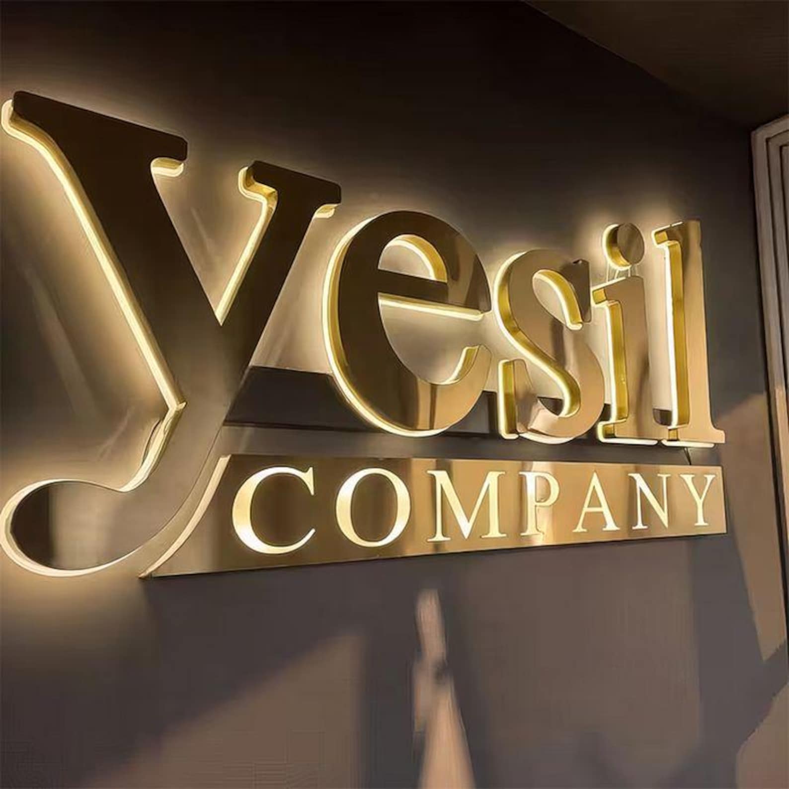 Custom Metal Backlit Business Logo Sign, 3D Illuminated Signage ...