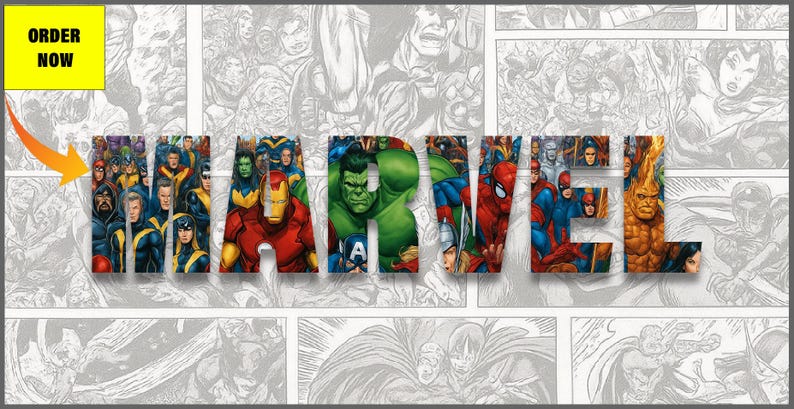 Custom Marvel Name Art Print | Personalized Superhero Decor (digital ...