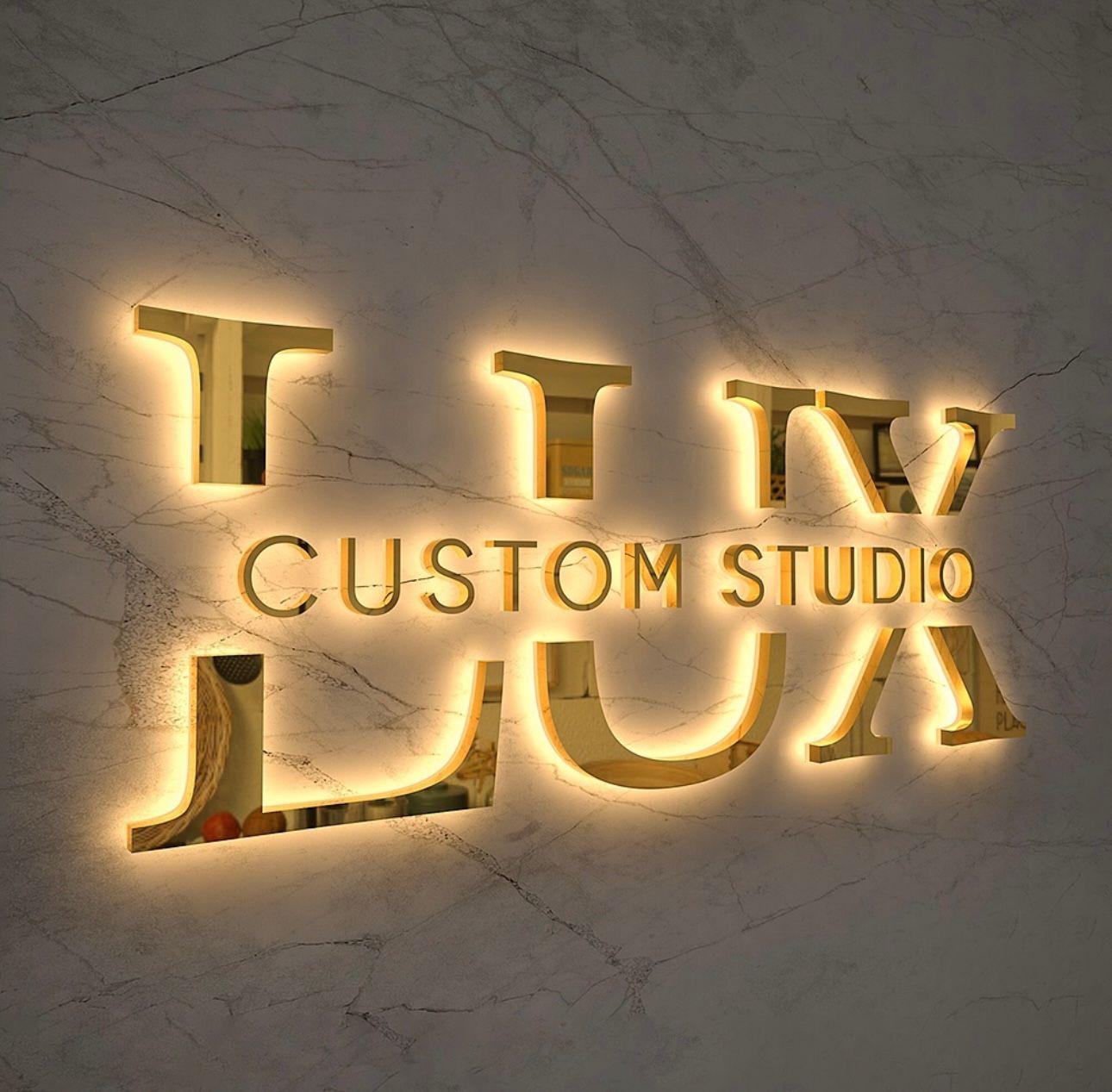 Custom Metal Backlit Business Sign: Illuminated Logo, 3D Letters Metal ...