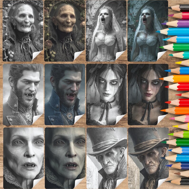 Victorian Vampires Coloring Book | 55 Dark Horror Grayscale Pages of ...