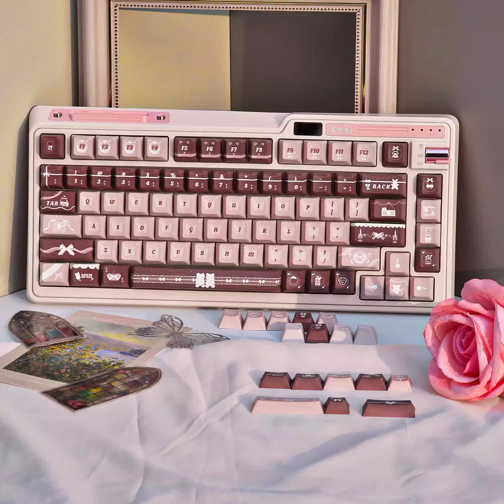 Happy Daily Life Bear Artisan Keycap Set | Chocolate Kawaii Design ...
