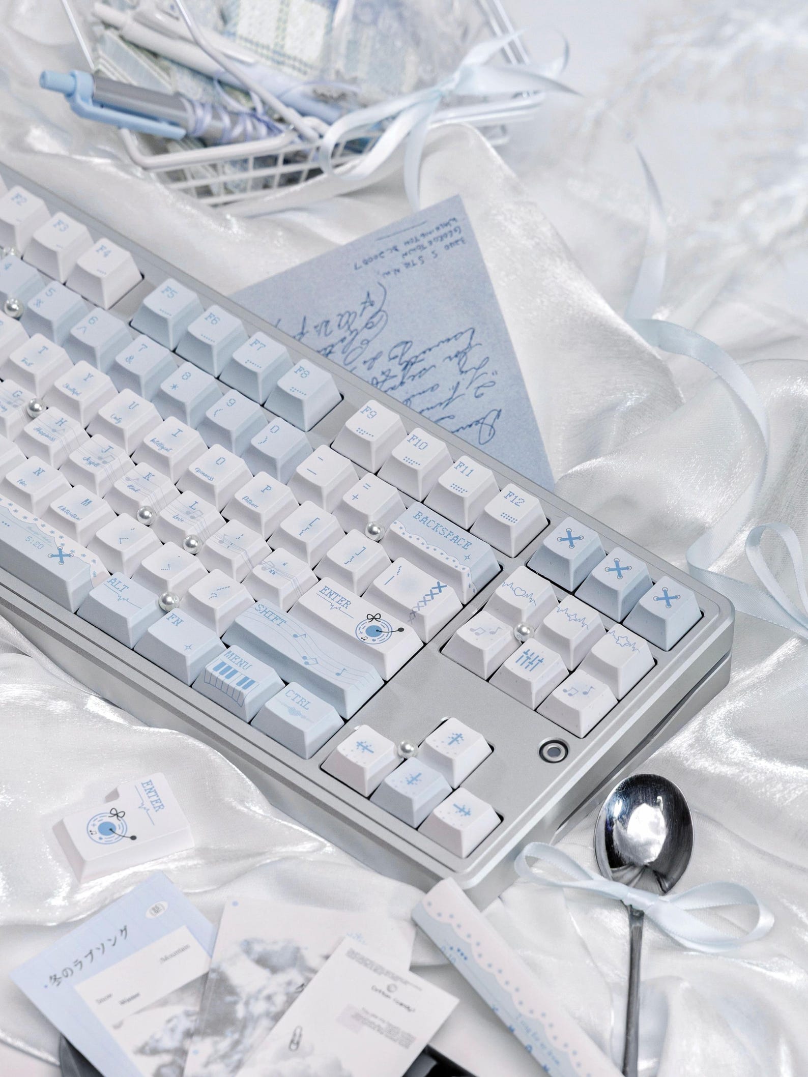 Symphony Theme Pastel Blue White Keycaps Set for Mechanical Keyboard ...