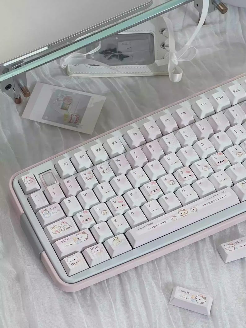 Cute Bear Theme Artisan Pastel Keycap Set for Mechanical Keyboard ...