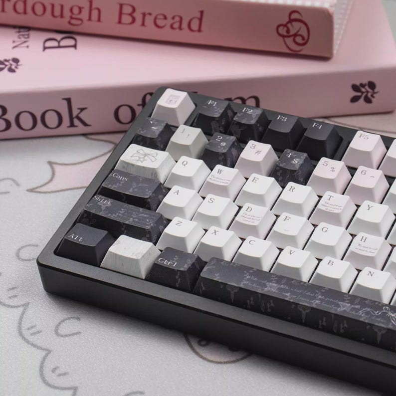 Cute Black Veil Pink Cheeks Keycaps Set for Mechanical Keyboard ...