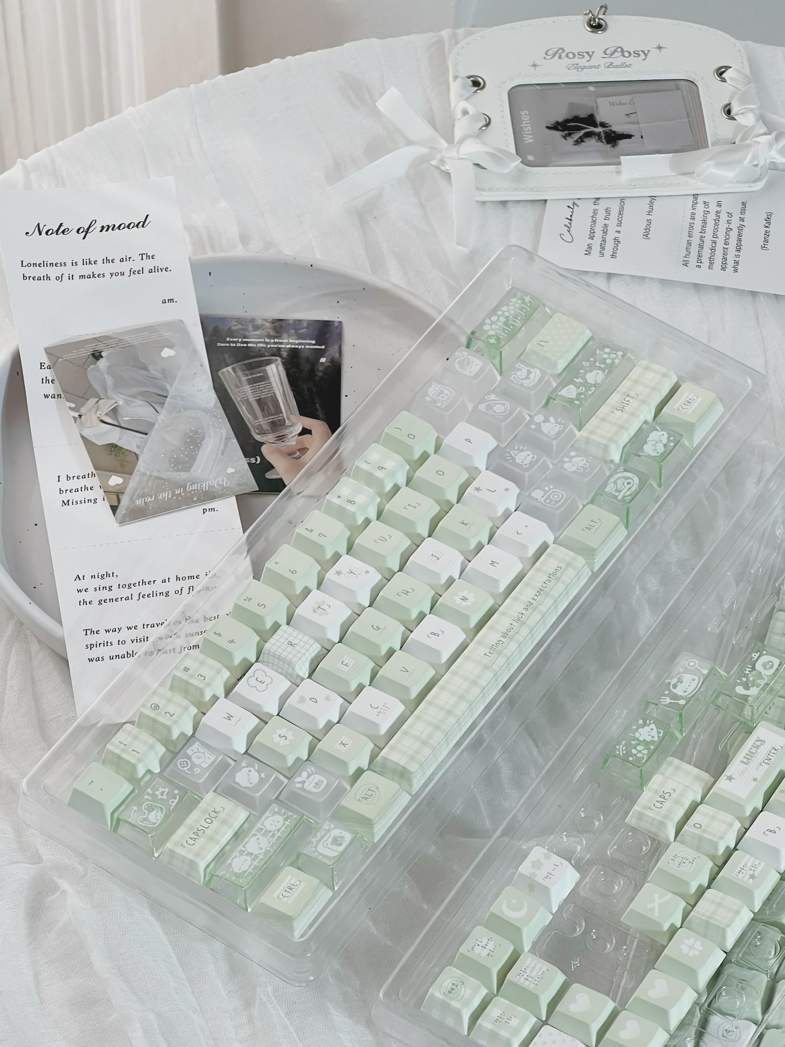 Cute Green Matcha Pastel Artisan Keycaps Set for Mechanical Keyboard ...