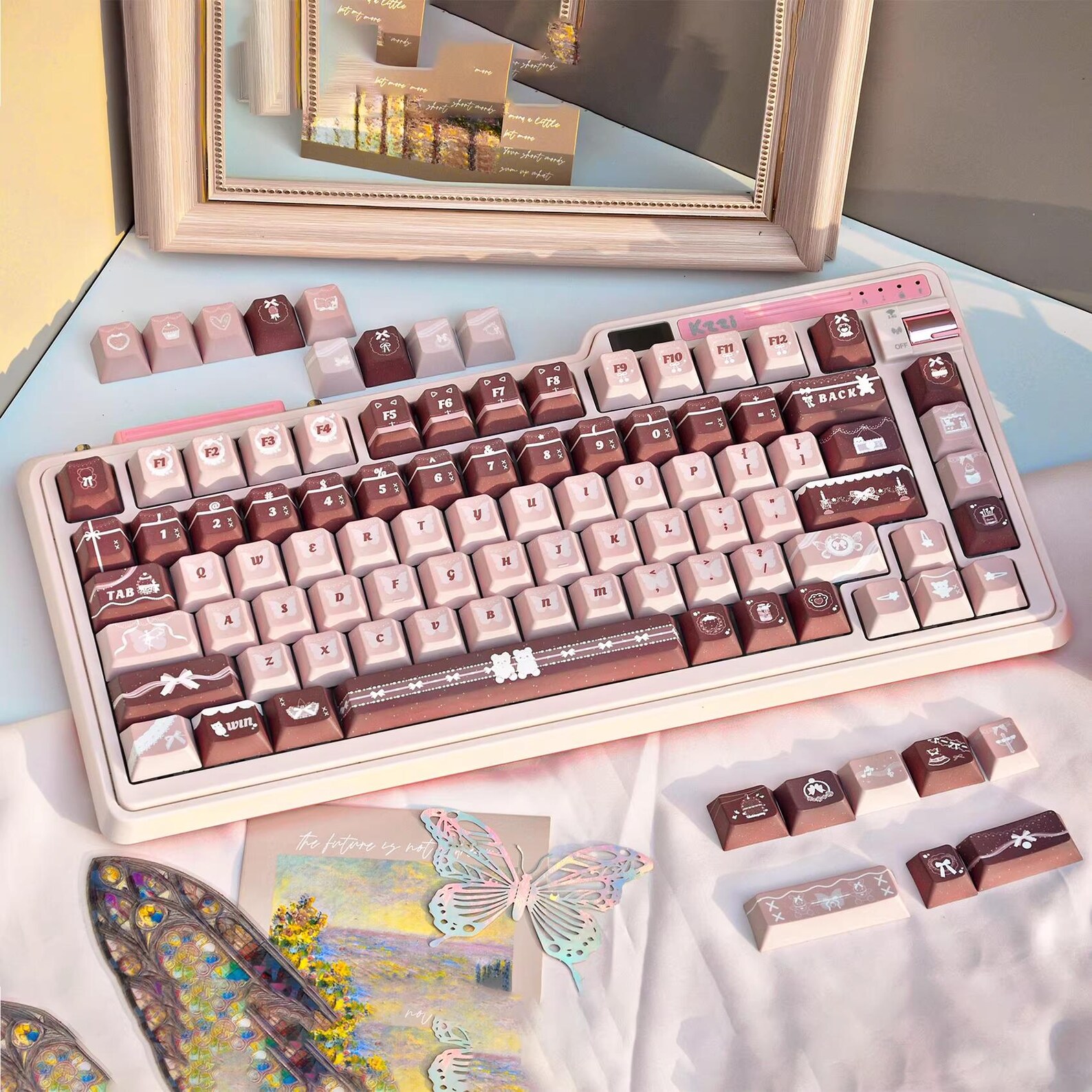 Happy Daily Life Bear Artisan Keycap Set | Chocolate Kawaii Design ...