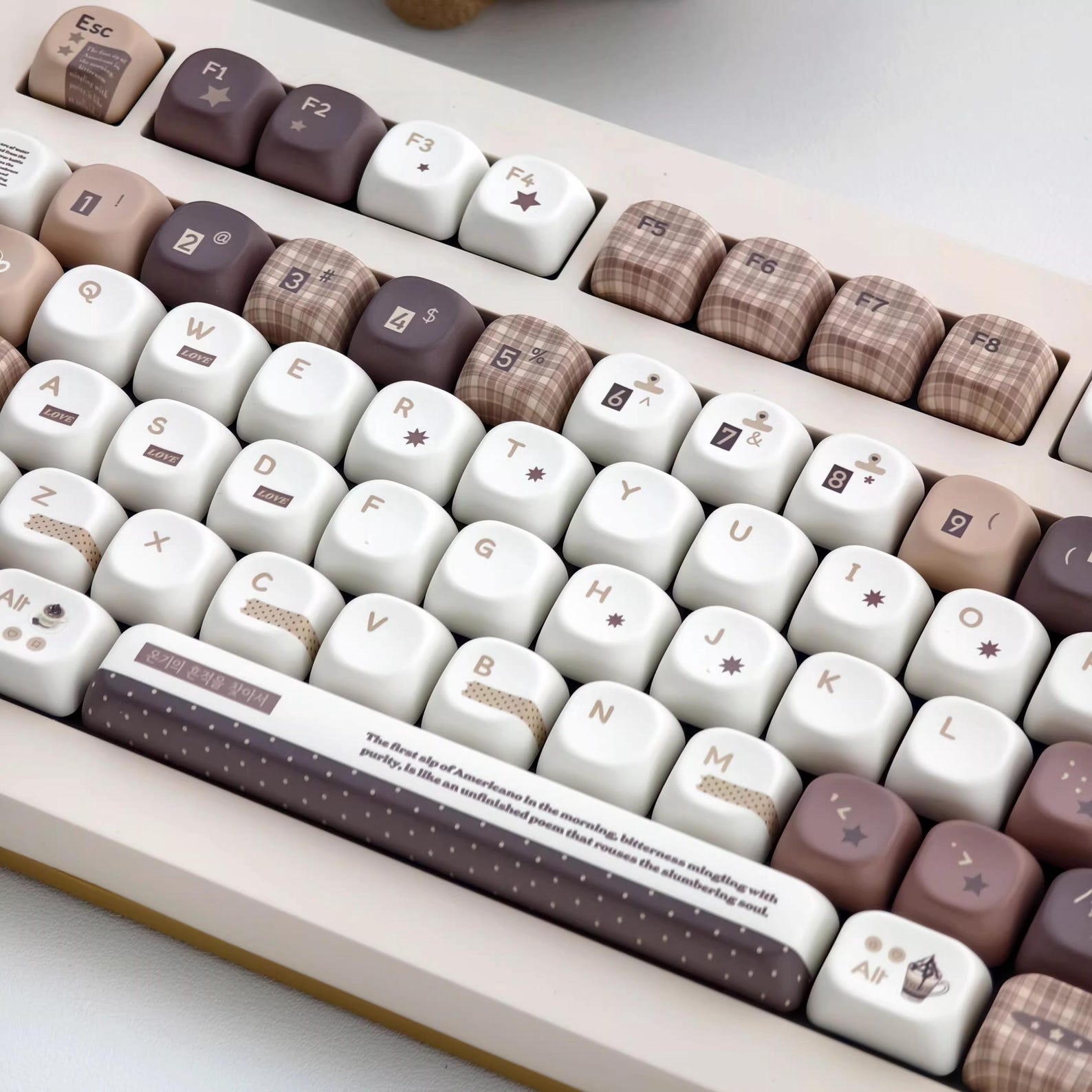 Cozy Cafe Theme Coffee Latte Keycap Set for Mechanical Keyboard | Mocha ...