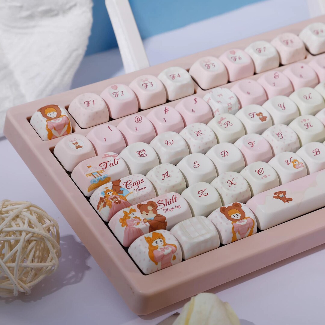 Cute Princess Bear Pastel Keycap Set | Fairytale Teddy Theme Keycaps ...
