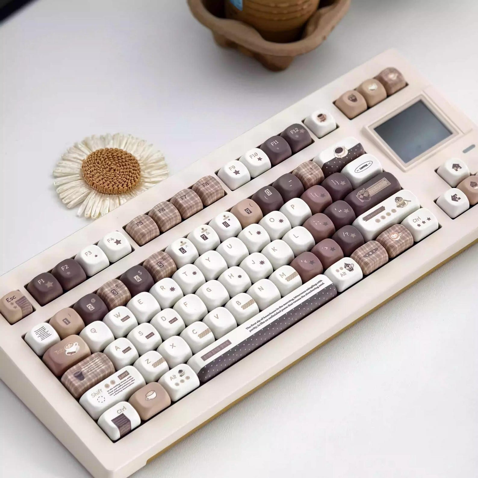Cozy Cafe Theme Coffee Latte Keycap Set for Mechanical Keyboard | Mocha ...
