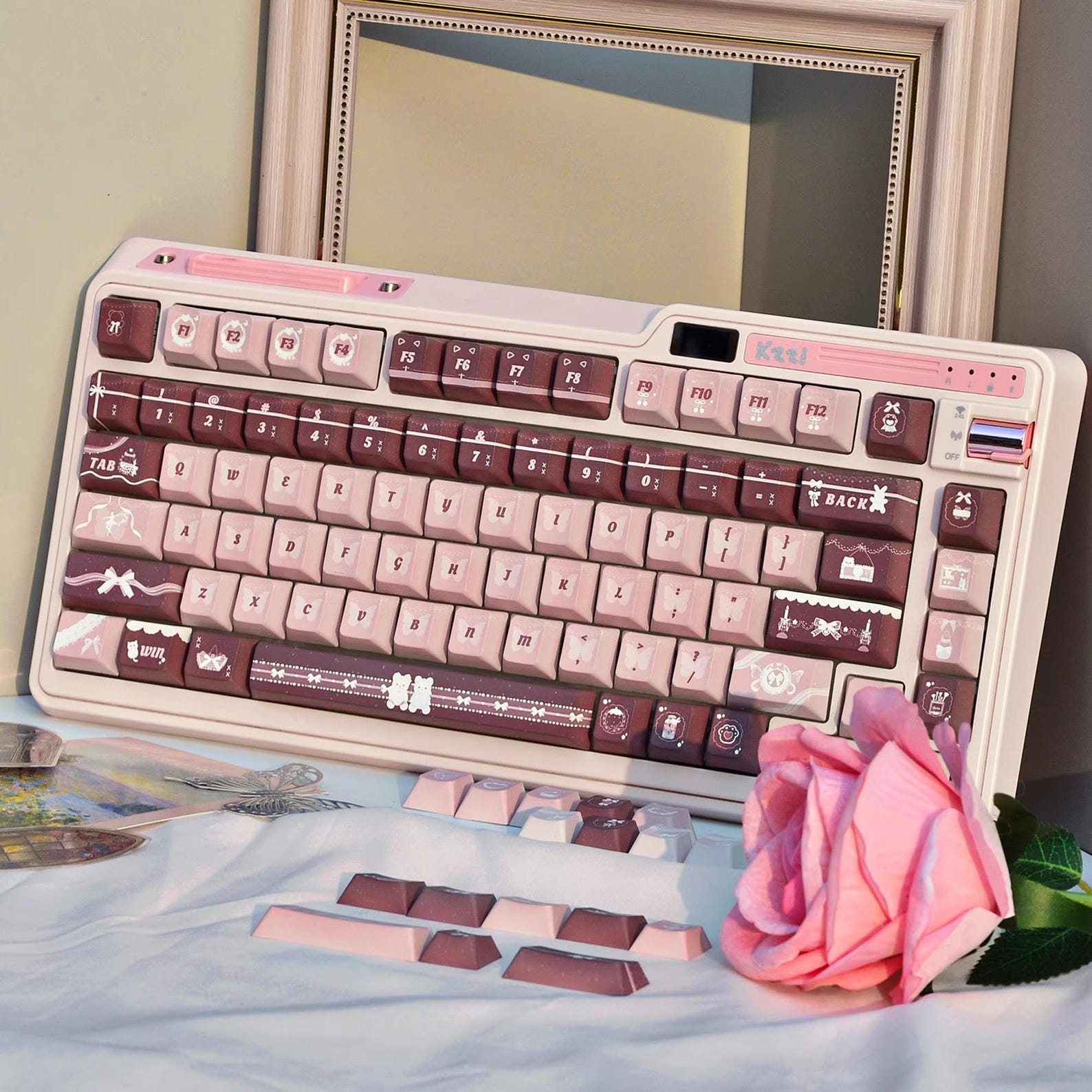 Happy Daily Life Bear Artisan Keycap Set | Chocolate Kawaii Design ...