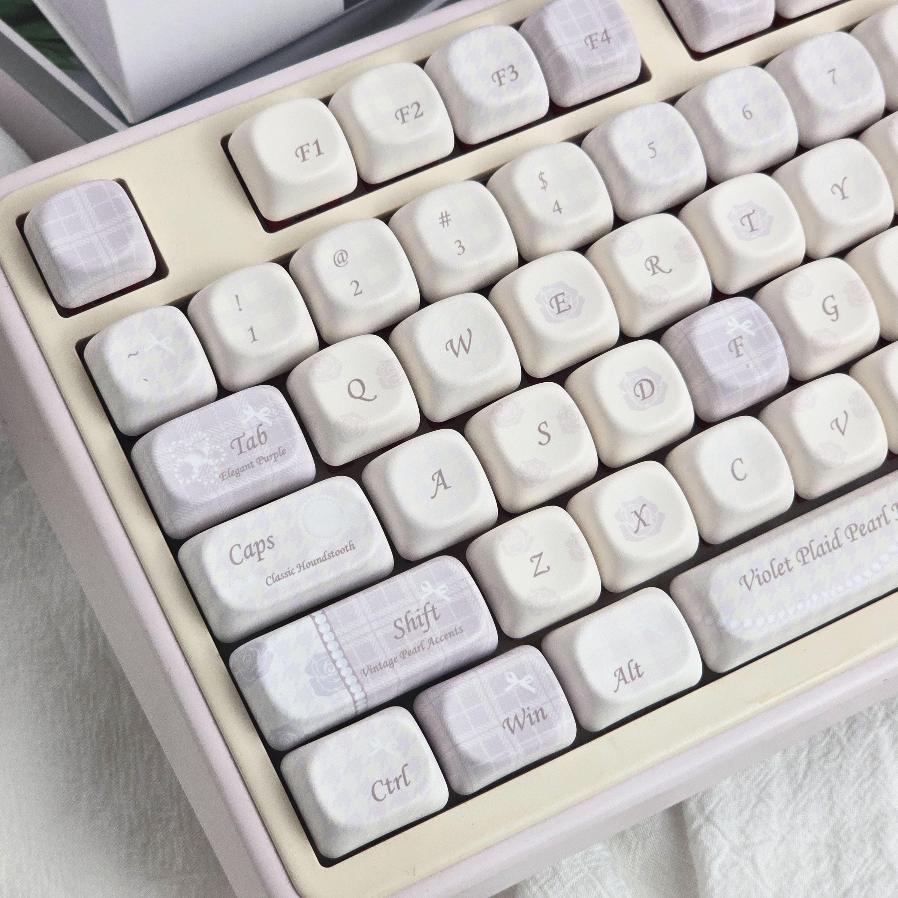 Cute Violet Plaid Theme Pastel Keycap Set for Mechanical Keyboard ...