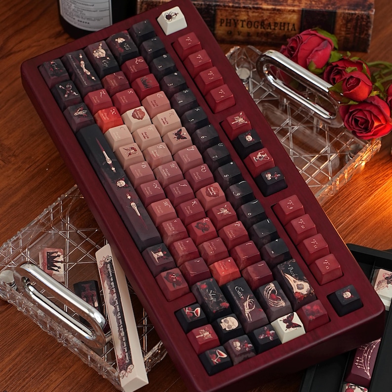 Red Dark Romance Gothic Theme Keycap Set for Mechanical Keyboard | Cool ...