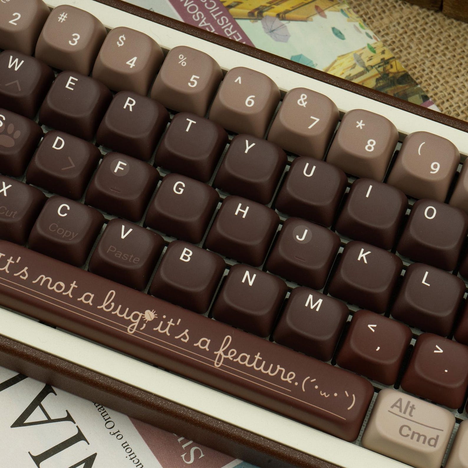 Cute Brown Coder & Coffee Theme Keycap Set for Mechanical Keyboard ...