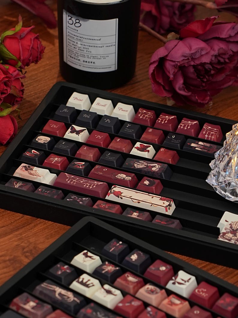 Red Dark Romance Gothic Theme Keycap Set for Mechanical Keyboard | Cool ...