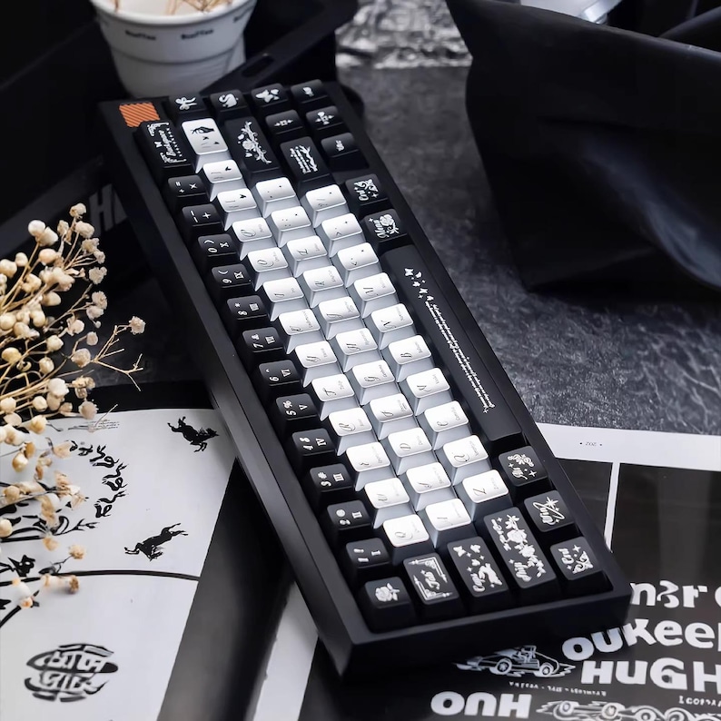 Night Butterfly Gothic Floral Keycap Set | Dark Fairytale Rose ...