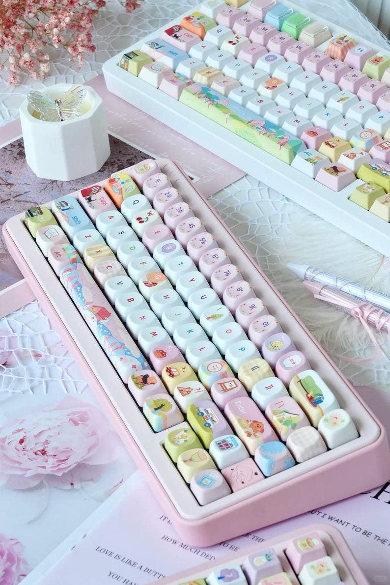 Cute Cozy Home Theme Artisan Keycap Set for Mechanical Keyboard, Kawaii ...