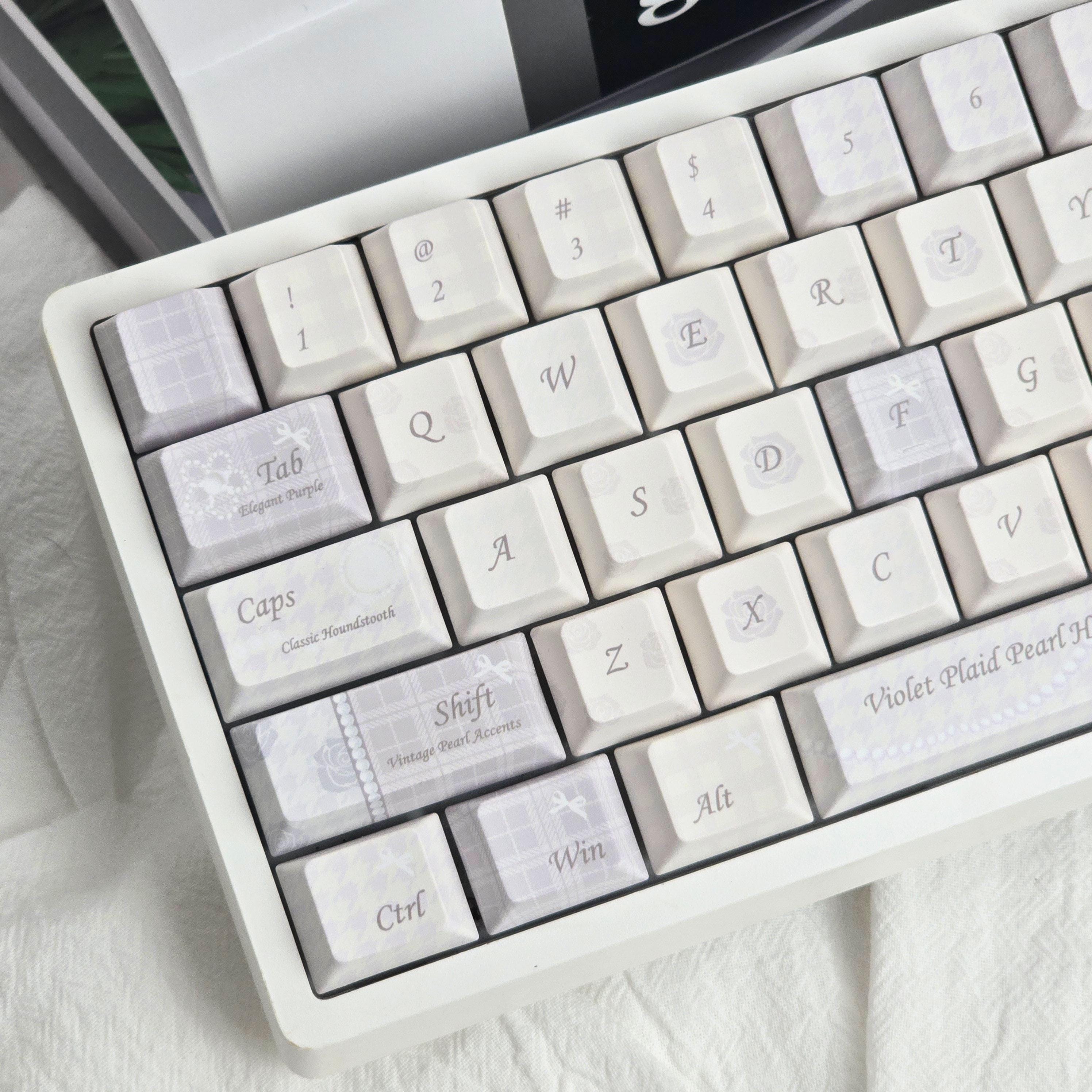 Cute Violet Plaid Theme Pastel Keycap Set for Mechanical Keyboard ...