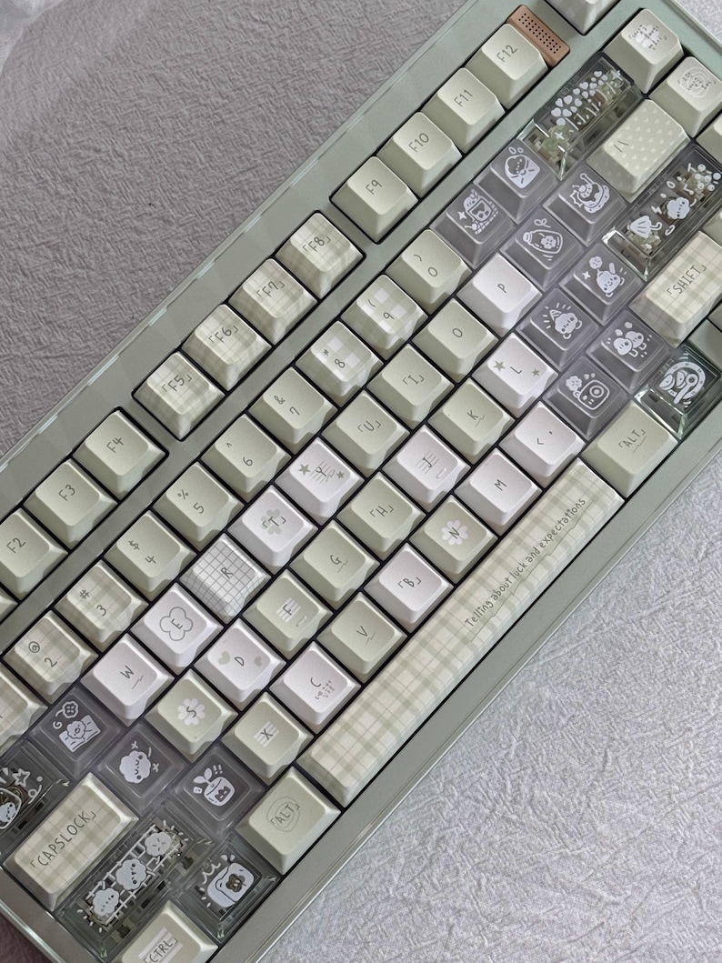 Cute Green Matcha Pastel Artisan Keycaps Set for Mechanical Keyboard ...