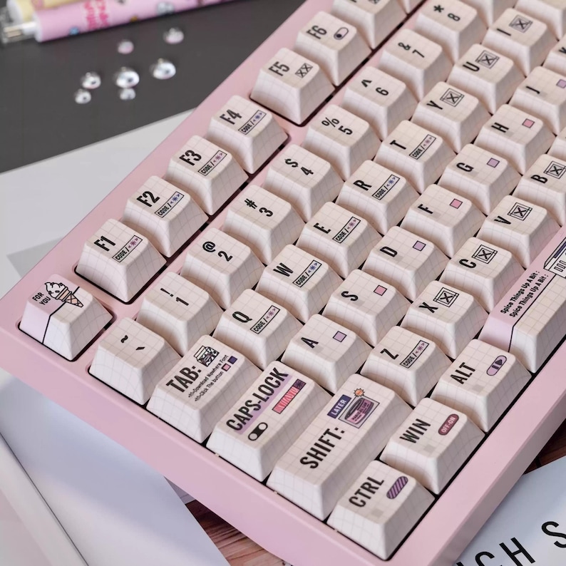 Cute Pastel Dessert & Code Theme Keycaps for Mechanical Keyboard ...