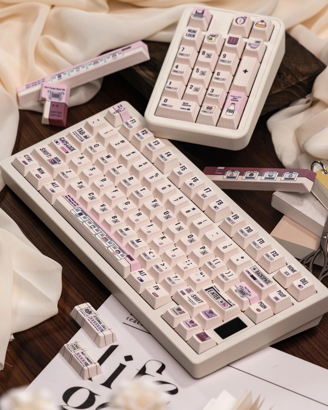 Cute Pastel Dessert & Code Theme Keycaps for Mechanical Keyboard ...