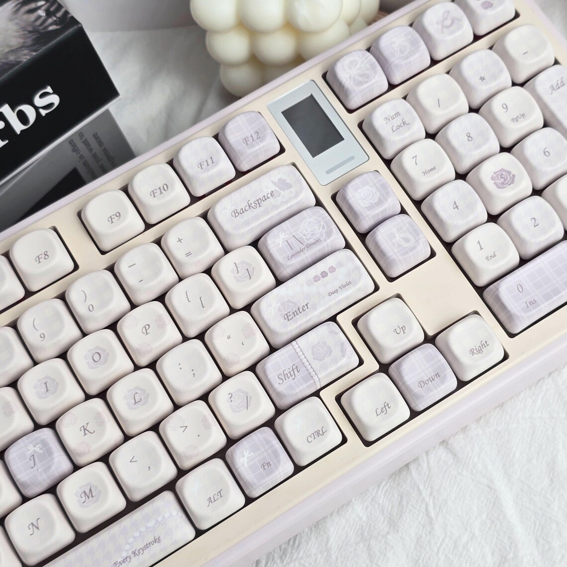 Cute Violet Plaid Theme Pastel Keycap Set for Mechanical Keyboard ...