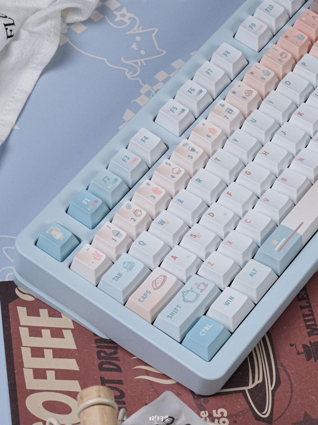 Cute Cafe Time Artisan Pastel Keycap Set for Mechanical Keyboard – Cozy ...